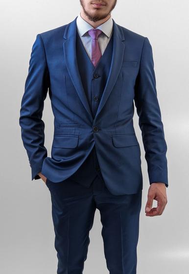 Terno Super Slim Raffer Azul Marinho Com Colete - Terno Masculino ...