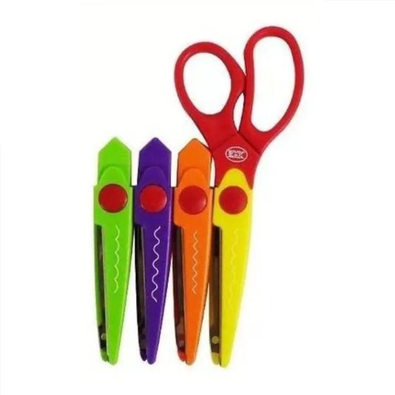 Tesoura Picotar Escolar Kit Com 4 Tipos De Lâminas - Kaz - Tesoura de ...