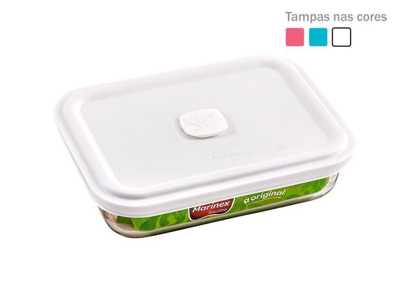 Tigela de vidro retangular com tampa vap 750ml facilita marinex ...
