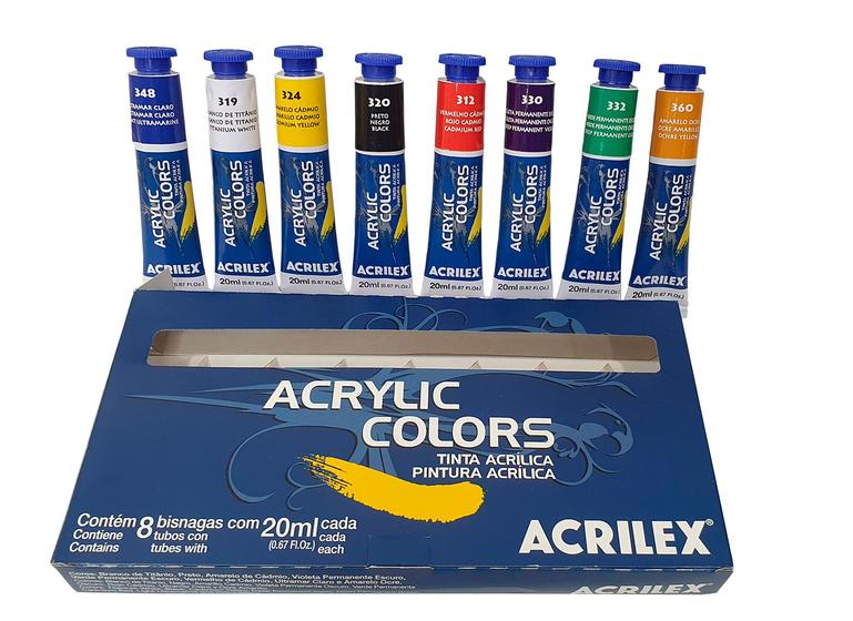 Tinta Acrílica Pintura Acrylic Colors - Acrilex 8 Bisnagas - Pintura ...