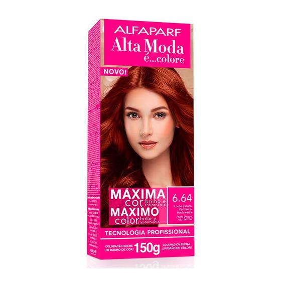 Tinta Altamoda 6.64 Louro Escuro Vermelho Acobreado Máxima Cor e Brilho ...