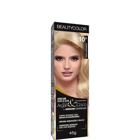 Tinta Beauty Color Coloração Creme 10 0 Louro Claríssimo 45g Beautycolor Tinta De Cabelo