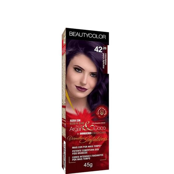Tinta Beauty Color Coloração Creme 42.26 Marsala Violet Misterioso 45g ...
