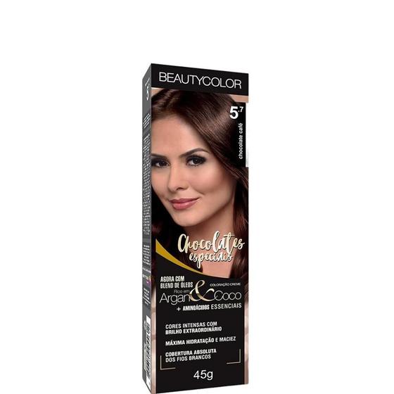 Tinta Beauty Color Coloração Creme 5.7 Chocolate Café 45g - BeautyColor ...