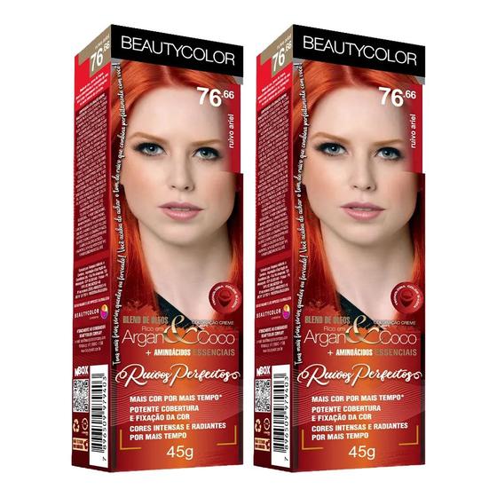 Tinta Beauty Color Ruivo Ariel 76.66 Individual Kit 2 - Tinta de Cabelo ...