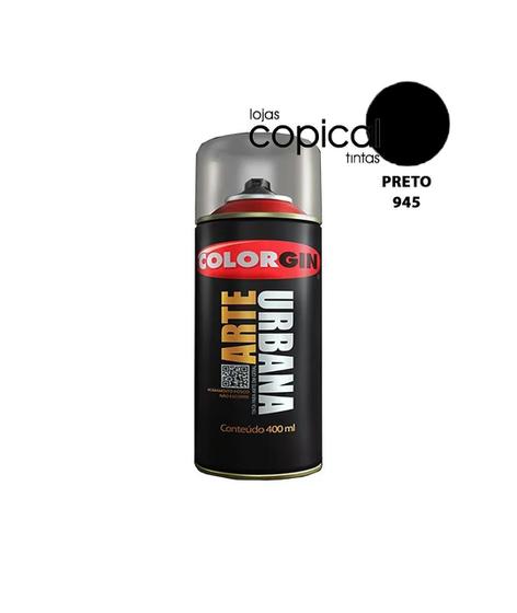 Tinta COLORGIN SPRAY Arte Urbana PRETO 945 400ml - Tinta Spray para ...