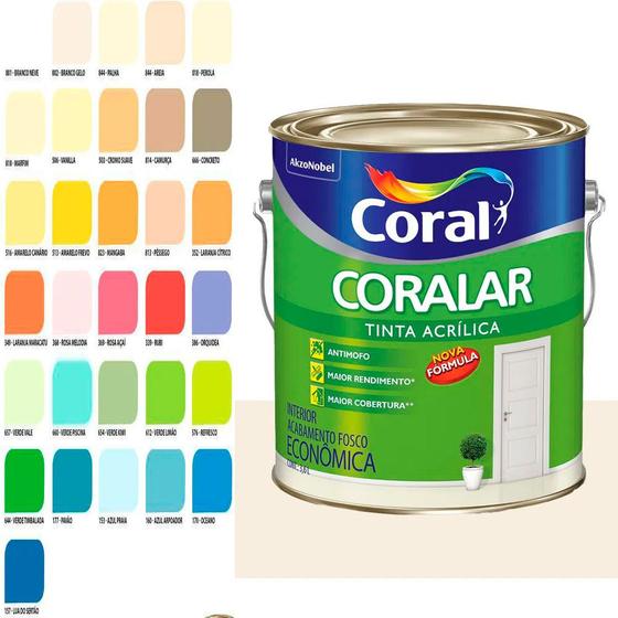 Tinta Coralar Coral Econômica Látex Acrílica Fosca Cores 3,6 Litros ...