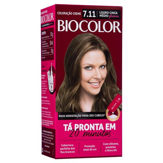 Tinta de Cabelo Biocolor Mini Kit Louro Cinza Médio Glamour 7.11 ...