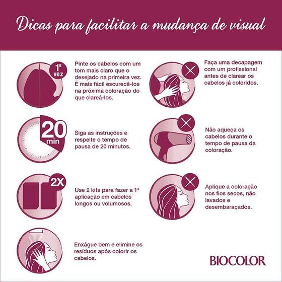 Tinta de Cabelo Biocolor Mini Kit Louro Claro Radiante 8.0 - Tinta de ...