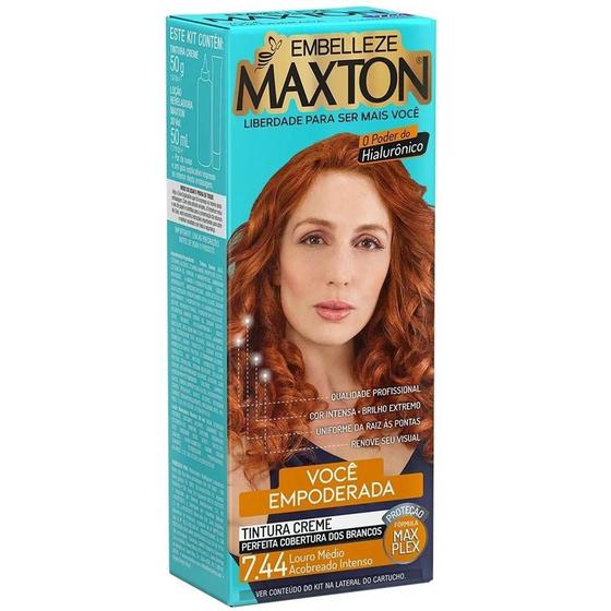 Tinta De Cabelo Maxton Louro Medio Acobreado Intenso 7.44 - EMBELLEZE ...