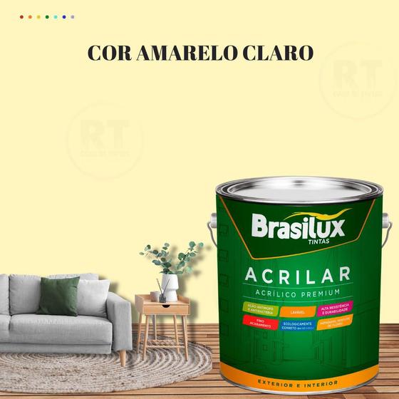 Tinta de Parede Acrilar Cor Amarela Acrílica Fosca Lavável Antimofo ...