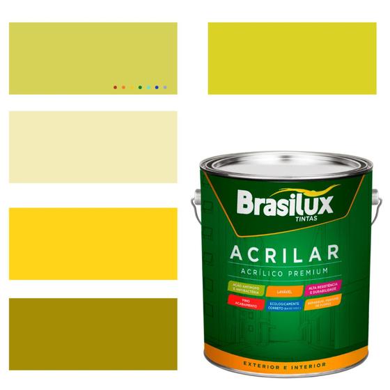 Tinta de Parede Acrilar Cor Amarela Acrílica Fosca Lavável Antimofo ...