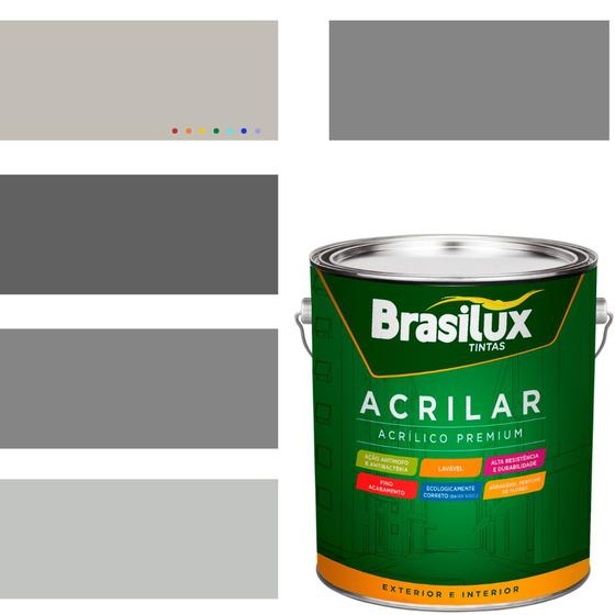 Tinta de Parede Acrílica Cor Cinza 3,2l Lavável Premium Antimofo ...