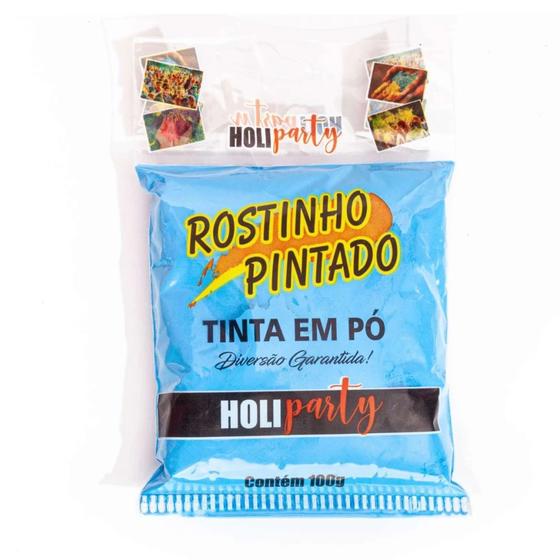 Tinta em Pó Azul Chá Revelação Rostinho Pintado Holi Party - 50g ...