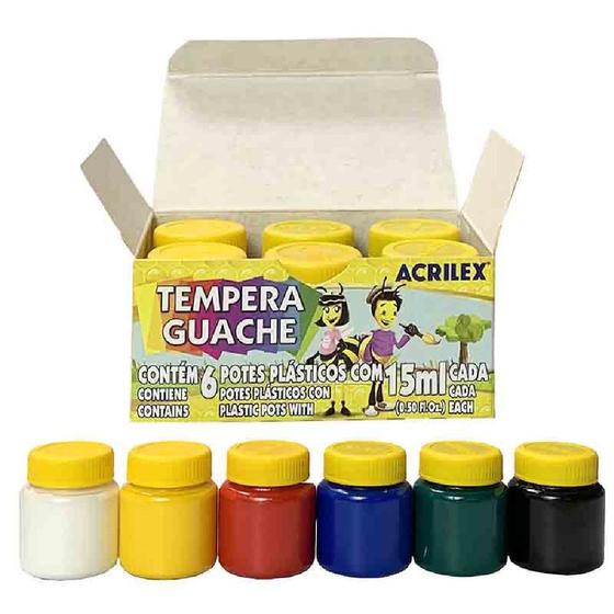 Tinta Guache 6 Cores com 15ml cada ACRILEX - Tintas para Artesanato ...