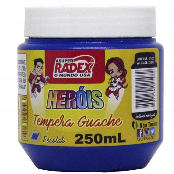 Tinta Guache Pote 250ML AZUL ESCURO - Radex - Tinta Guache - Magazine Luiza