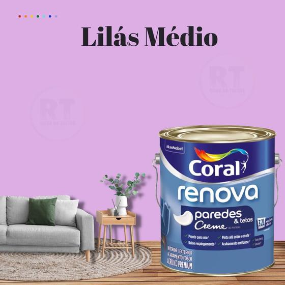Tinta Para Parede Acrílica Coral Renova Cor Roxo 3,2l Lavável Premium ...