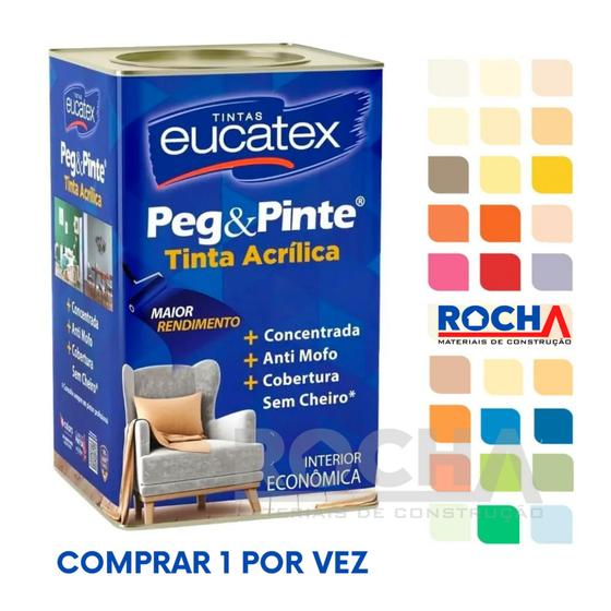 Tinta para Parede Peg e Pinte Sem Cheiro - 18 Litros - Eucatex - Tinta ...