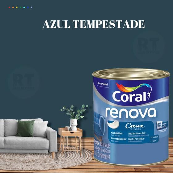Tinta Parede Azul Marinho Acrílica Fosca Renova 800ml - Coral - Tinta ...
