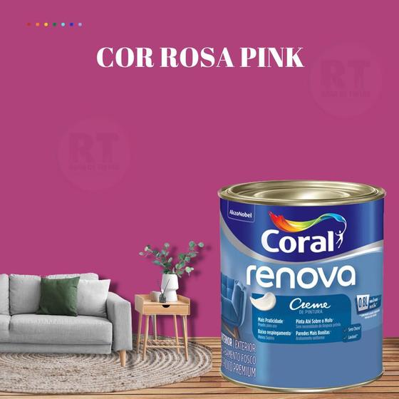Tinta Parede Rosa Claro Acrílica Fosca Coral Renova 800ml - Tinta para ...