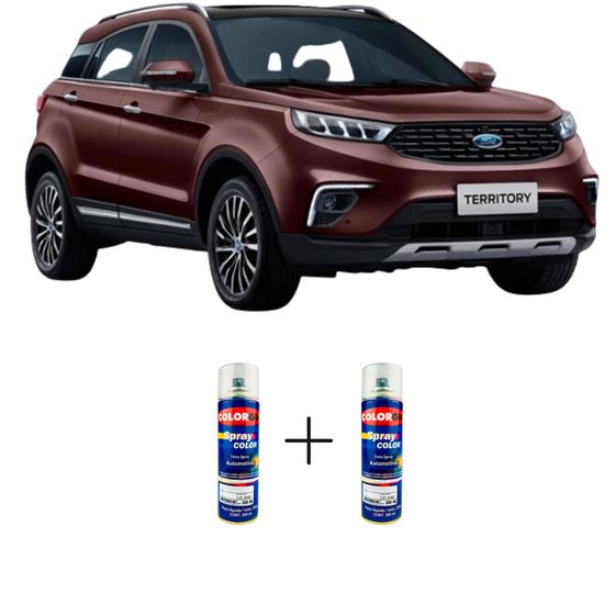 Tinta Spray Automotiva Marrom Roma Ford 300ml + Spray Verniz 300ml ...