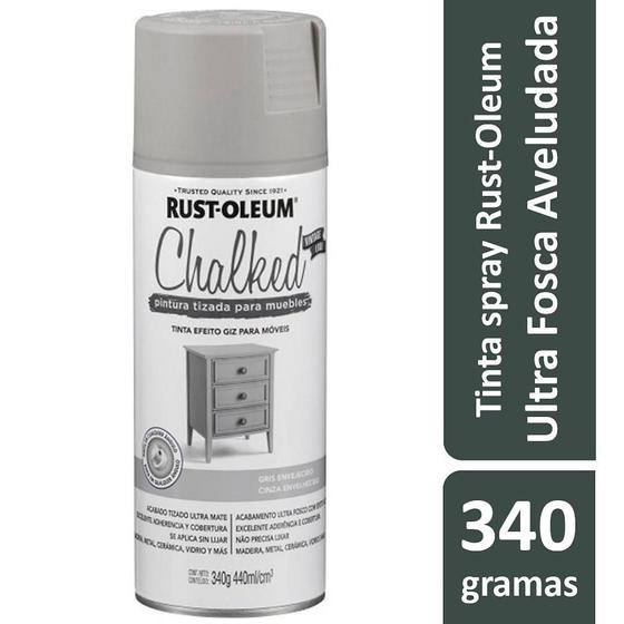 Tinta Spray Chalked 340G Efeito Giz/Aveludado Ultra Fosco Cinza Envelhecido Rust-Oleum - No ...