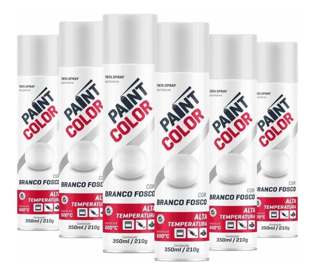 Tinta Spray Paint color Alta Temperatura Branco Fosco 6 unidades ...