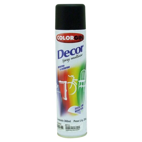 Tinta Spray Preto Fosco Colorgin Decor Uso Geral 360ml - Tinta Spray ...