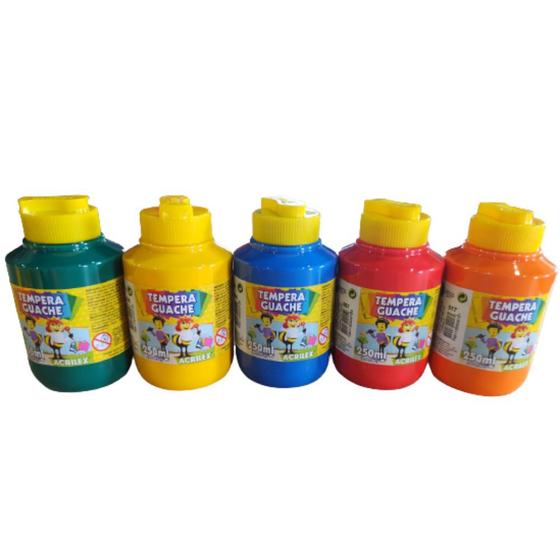 Tinta Tempera Guache Escolar Cores Variadas 250ml Acrilex - Tinta ...