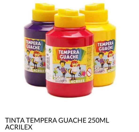 Tinta Tempera Guache Escolar Cores Variadas 250ml Acrilex - Tinta ...