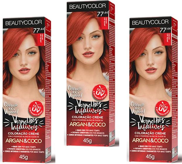 TINTURA BEAUTY COLOR CREME ARGAN COLORS 03x96.44 RUIVO CLARO ...