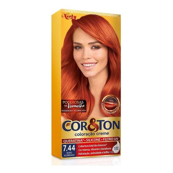Tintura Cor&Ton 7.44 Ruivo Acobreado 50g - Cor e Ton - Tinta de Cabelo ...