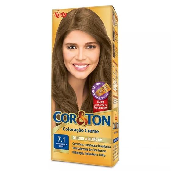 Tintura cor & ton - cor 7.1 louro cinza médio - NIELY - Tinta de Cabelo ...