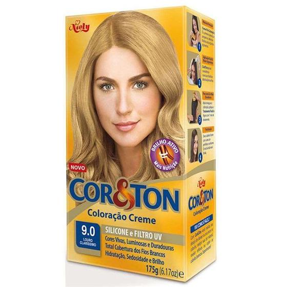 Tintura cor & ton - cor 9.0 louro claríssimo - NIELY - Tinta de Cabelo ...