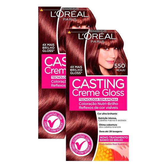 Tintura Creme Casting Creme Gloss L'oréal Acaju 550 Kit com duas ...