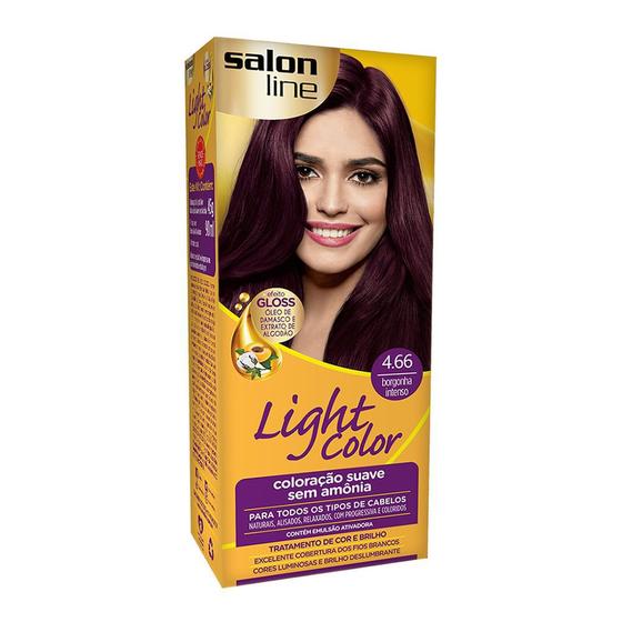 Tintura Creme Salon Line Light Color Borgonha Intenso 4.66 Kit - Tinta ...
