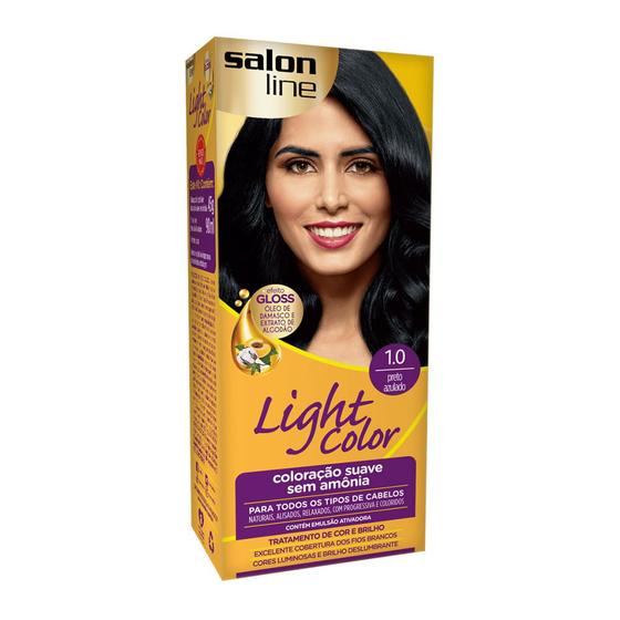 Tintura Creme Salon Line Light Color Preto Azulado 1.0 Kit - Tinta de ...