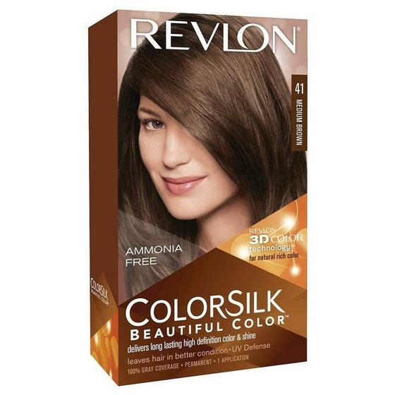 Tintura de Cabelo Revlon Colorsilk 41 Castanho Médio - Pacote com 6 ...