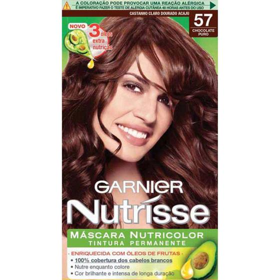 Tintura nutrisse 57 castanho claro dourado acaju chocolate puro - Garnier - Tinta de Cabelo ...