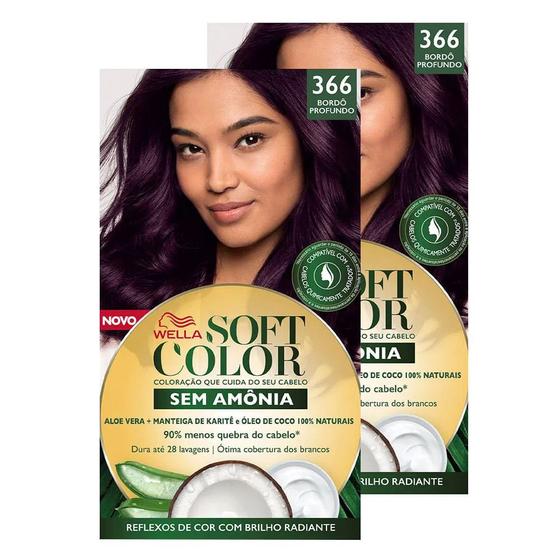 Tintura Soft Color Sem Amônia Bordô Profundo 366 Kit Kit com duas ...