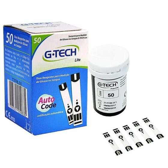 Tiras de Glicemia Fita Glicose Free Lite G-tech Lite 50 Unidades - GTECH - Tiras para Medir ...