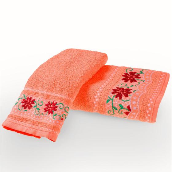 Toalha De Banho Avulsa Algodão 340G/M² Barra Jacquard Laranja Floriza ...