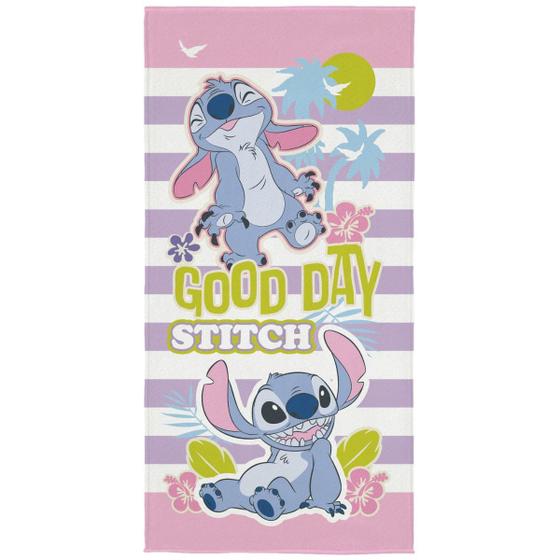 Toalha de Banho Infantil Stitch Good Day Desenho Estampada Aveludada ...
