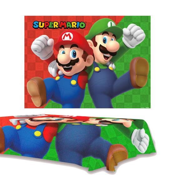 Toalha de mesa Painel TNT Decoração Super Mario Festa Aniver ...