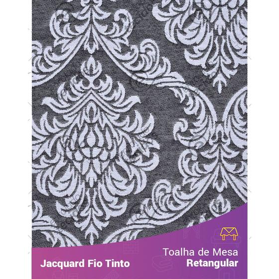Toalha Retangular em Tecido Jacquard Preto e Branco Medalhão Fio Tinto ...