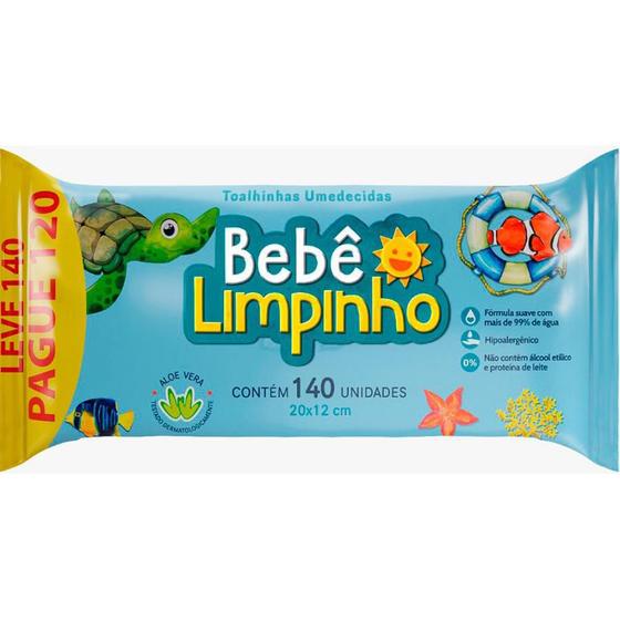 Toalha Umedecida Bebê Limpinho 140Unidades - R2M Do Brasil - Toalha ...