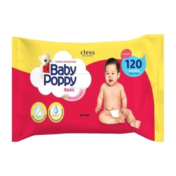 Toalhas Umedecidas baby Poppy Basic - Embalagem com 120 Unidades ...