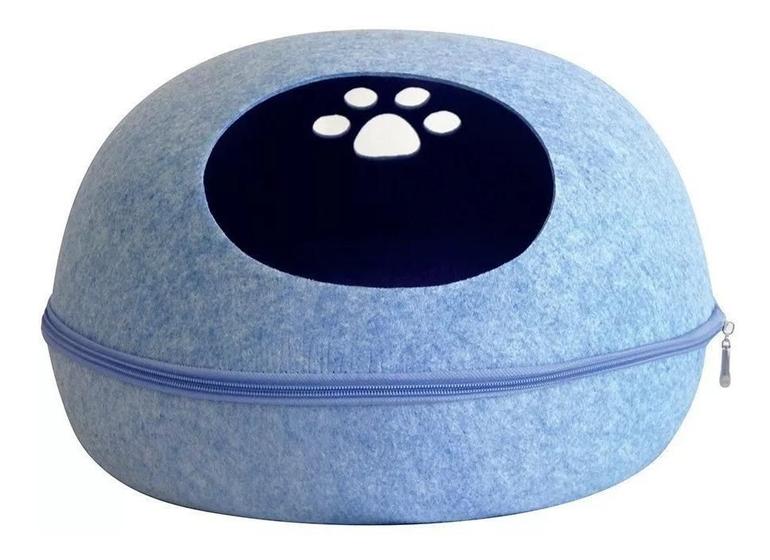 Toca Cama Com Colchao Para Gatos - Redonda Azul - Mabuu Pet - Caminha ...
