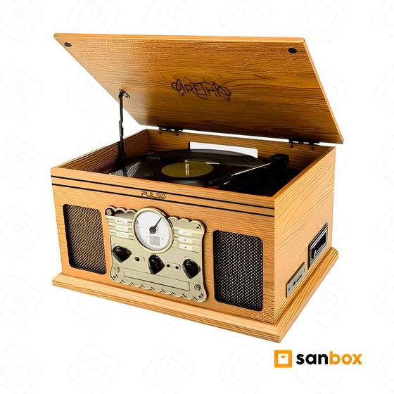 Toca Disco Pulse Aretha Sp611 Vitrola Retro BT/AUX/USB/FM/SD/CD/K7 30W ...