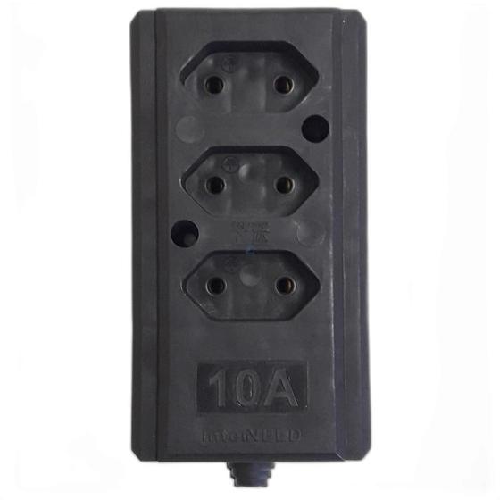 Tomada Barra Interneed Tripla 10a 2 Polos Preta 69034 - Módulo de ...